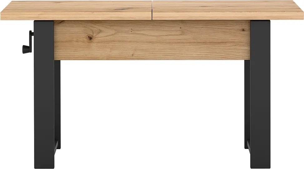 Rozkládací polohovací konferenční stolek HOGO 3v1 | 120-157x62,5-74,5x67 cm | síla horní desky 32 mm | dub artisan/černé nohy