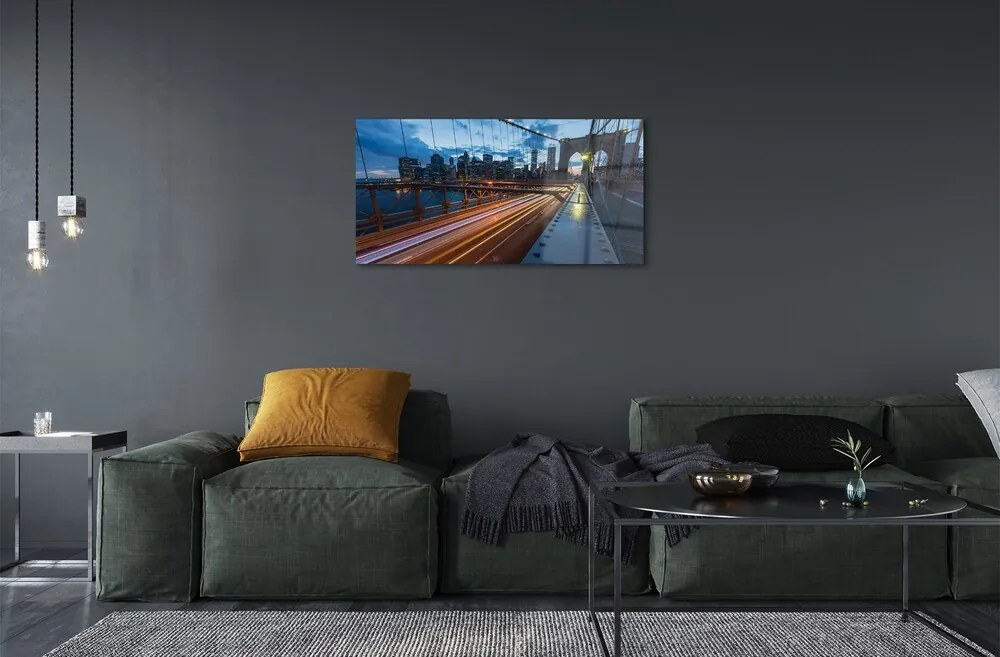 Obraz na skle Mrakodrapy bridge river 125x50 cm