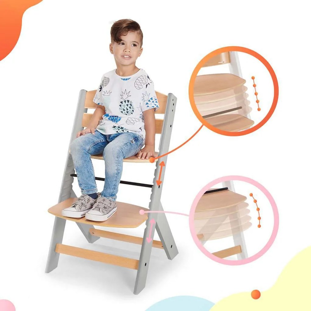 Kinderkraft Židlička jídelní Enock s polstrováním Premium White wooden