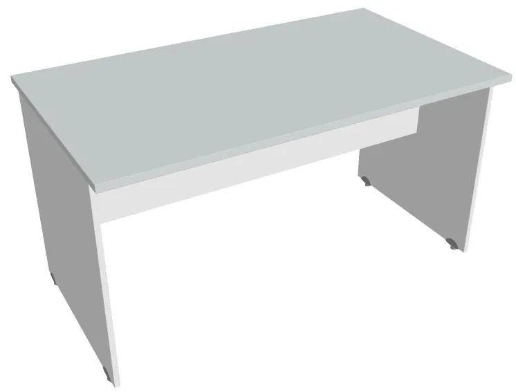 Stůl jednací rovný 140 cm - Hobis Gate GJ 1400 Dekor stolové desky: šedá, Dekor lamino podnože: bílá