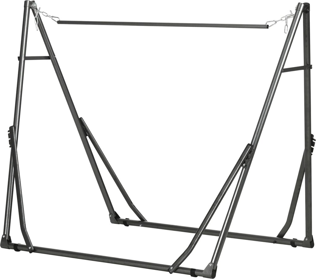 Houpací síťový stojan Outsunny, skládací 2 v 1, stojan na oblečení pro terasu, zahradu, dvorek, nosnost až 120kg, ocel, 290 x 92 x 88cm | Aosom