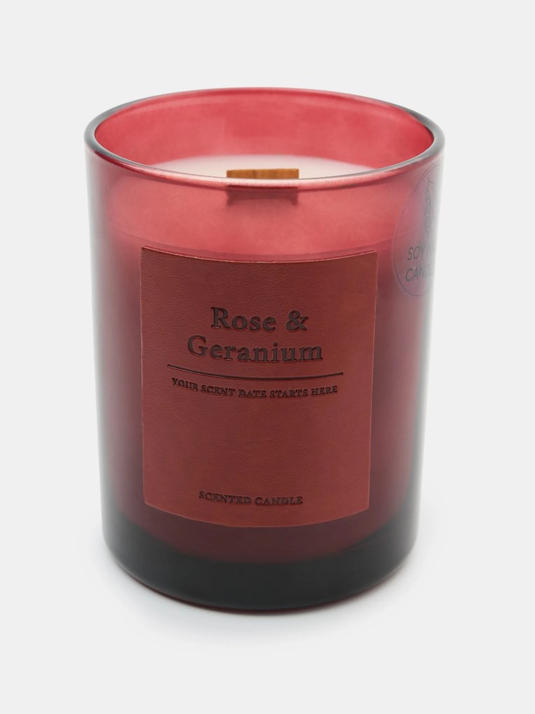Sinsay - Vonná svíčka s přídavkem sójového vosku Rose and Geranium - světle fialová