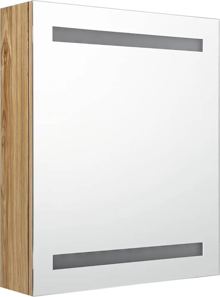LED koupelnová skříňka se zrcadlem dub 50 x 14 x 60 cm 326484