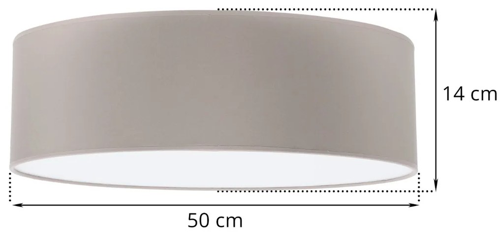 Stropní svítidlo Gaja, 1x béžové textilní stínítko, (bílé plexisklo), (fi 50cm)