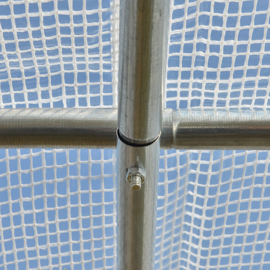 Fóliový skleník Outsunny 2,95x2x2m s rolovacími okny, UV ochrana a ochrana proti větru, ocelová konstrukce v bílé barvě