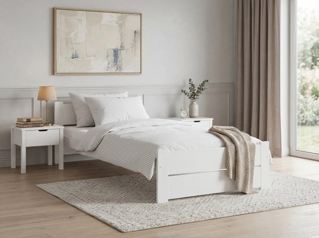 Postel IKAROS DOUBLE 80 x 200 cm, bílá Matrace: Matrace Coco Maxi 20 cm, Rošt: S laťkovým roštem