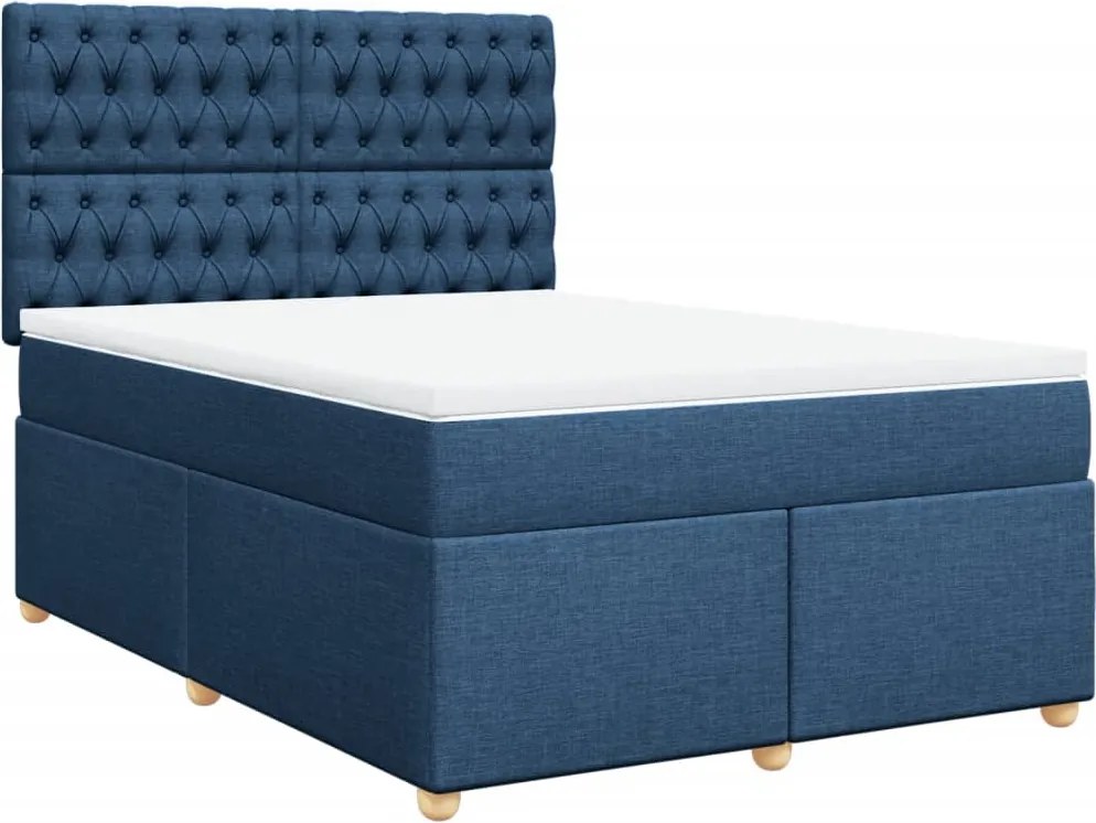 Box spring postel s matrací modrá 140x200 cm textil 3291316