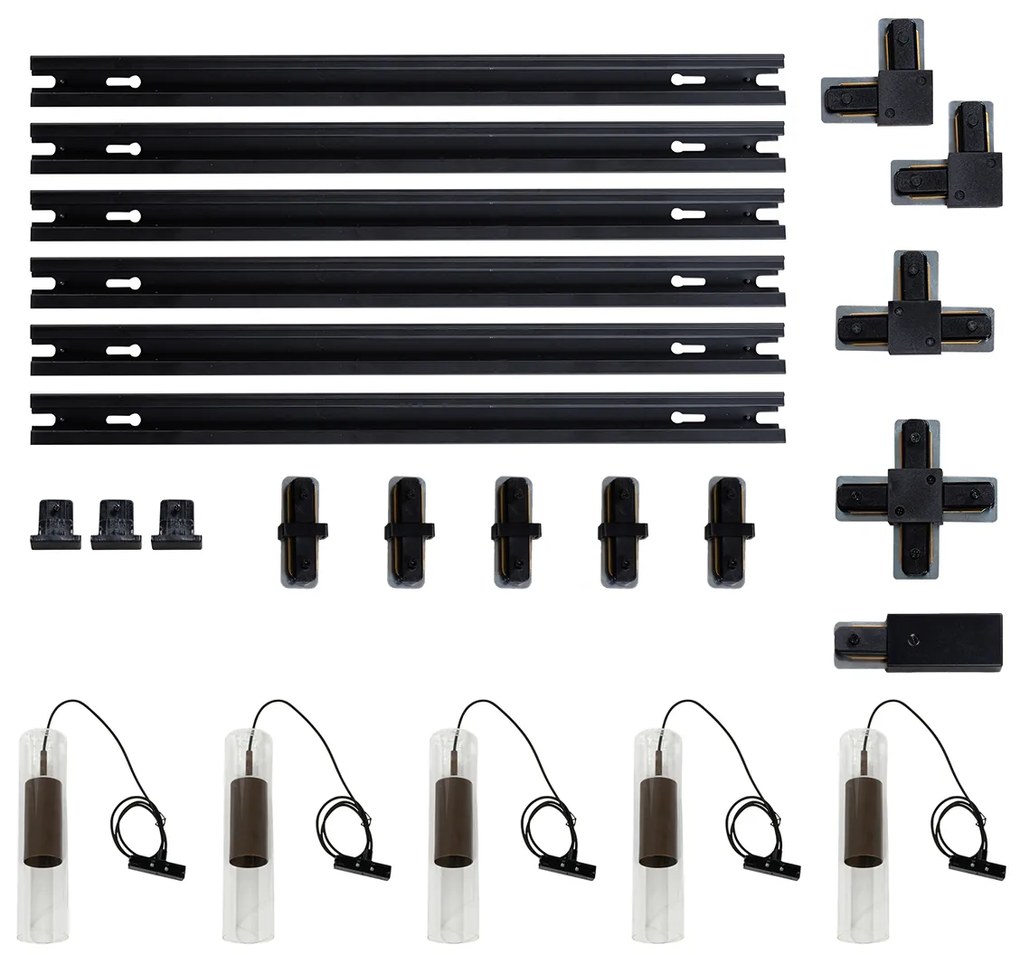 Moderní kolejnicový systém s 5 závěsnými světly tmavě bronzový 1-fázový - Iconic Lloyd
