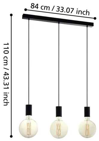 Eglo 98662 - Lustr na lanku POZUETA 3xE27/40W/230V