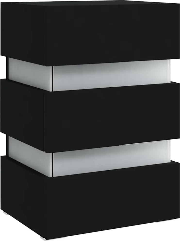 Noční stolek s LED černý 45 x 35 x 67 cm kompozitní dřevo 326841