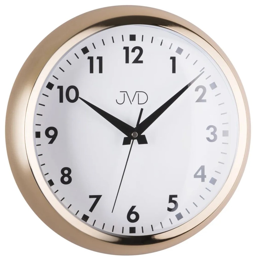Designové chromové kovové hodiny JVD HT077.2 (barva žlutého zlata)