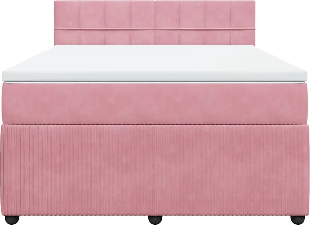 Box spring postel s matrací růžová 140x200 cm samet 3290063