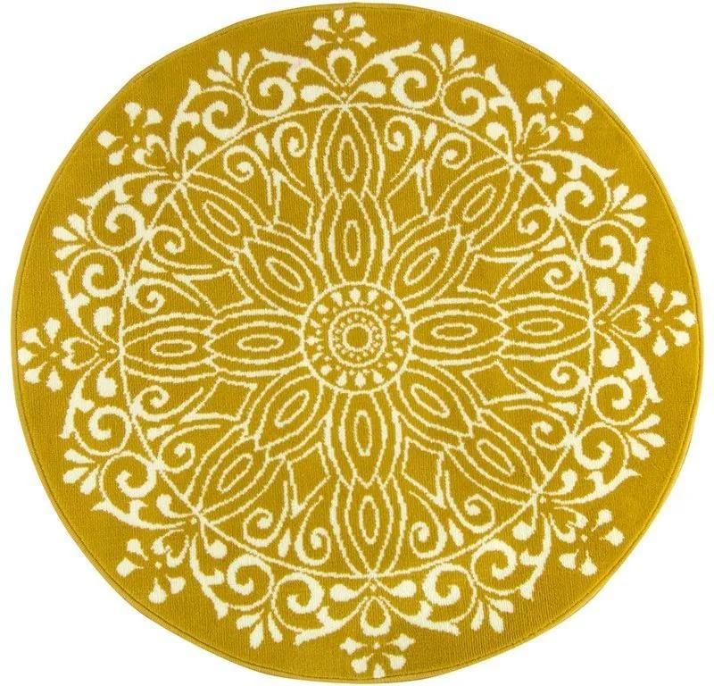 Kulatý koberec LUNA 503788/89955 hořčicový / žlutý Rozměr: průměr 120 cm |  BIANO