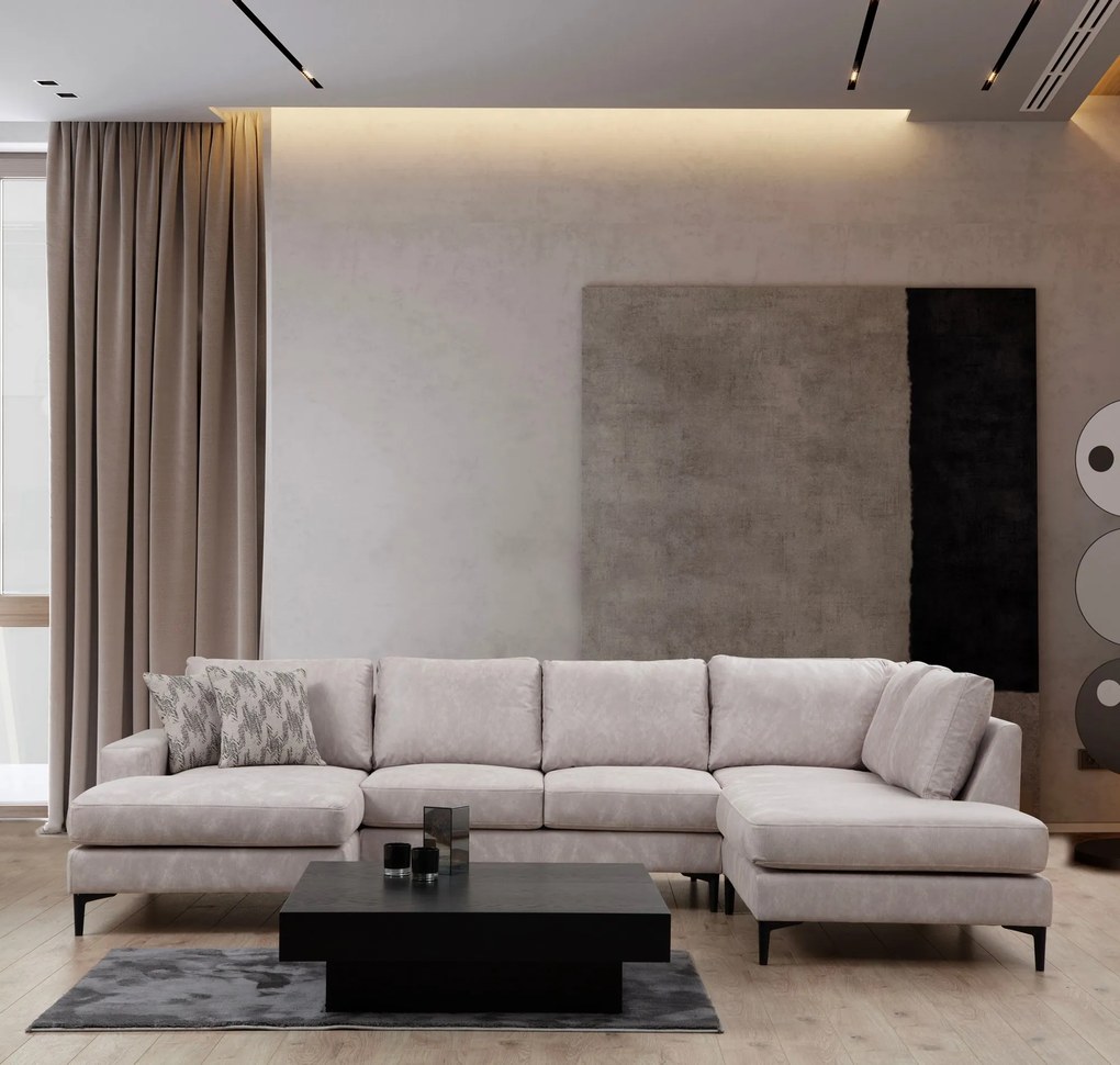 Hanah Home Rohová pohovka PORTO béžová pravá 560ARE1229