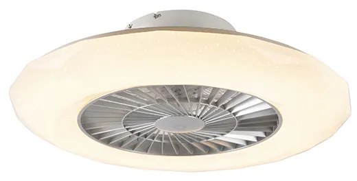 Stropní ventilátor stříbrný vč. LED s hvězdicovým efektem stmívatelný - Clima