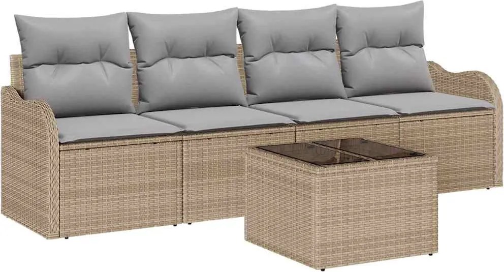 Sada zahradních pohovek 5 ks 4-Počet míst Beige a šedá 3354239