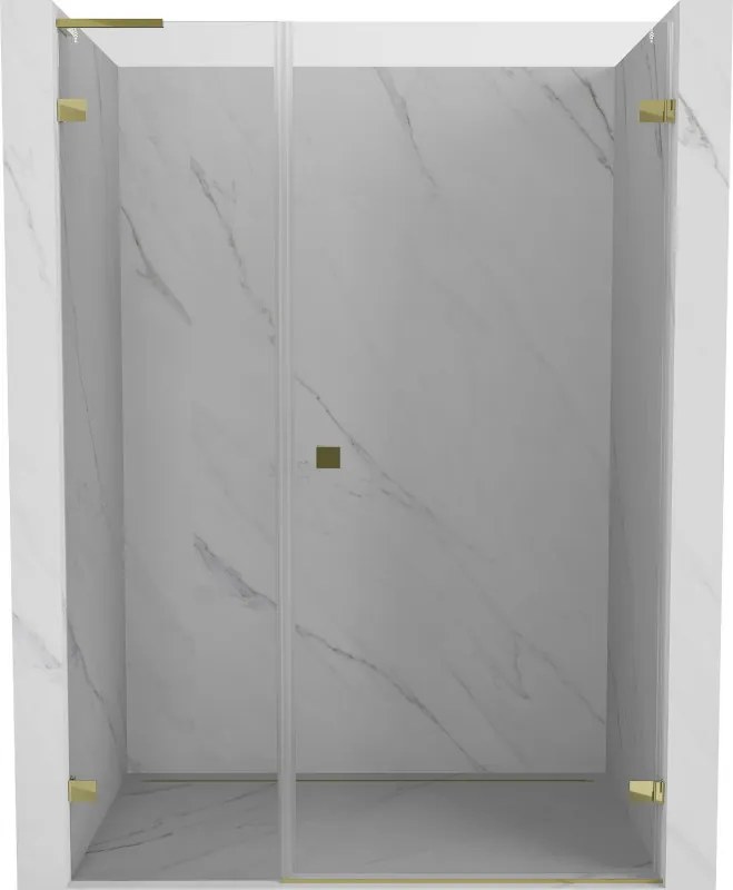 Mexen Lunar-B, L výklopné pravé sprchové dveře 110 cm, čiré sklo, zlatý profil, 832SL-110-050-50-00-P