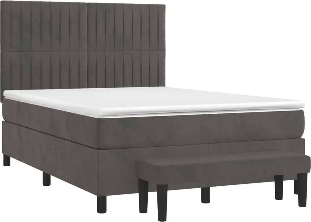 Box spring postel s matrací tmavě šedá 140x200 cm samet 3137966