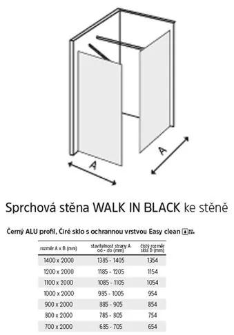 EBS Relax Black Walk-in stěna 90x200 cm