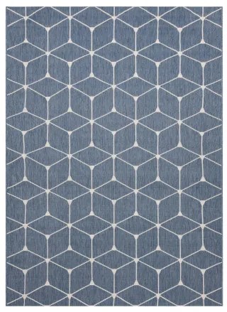 koberec FLAT 48721/591 SISAL 3d kostka modry velikost 160x230 cm | krásné koberce cz