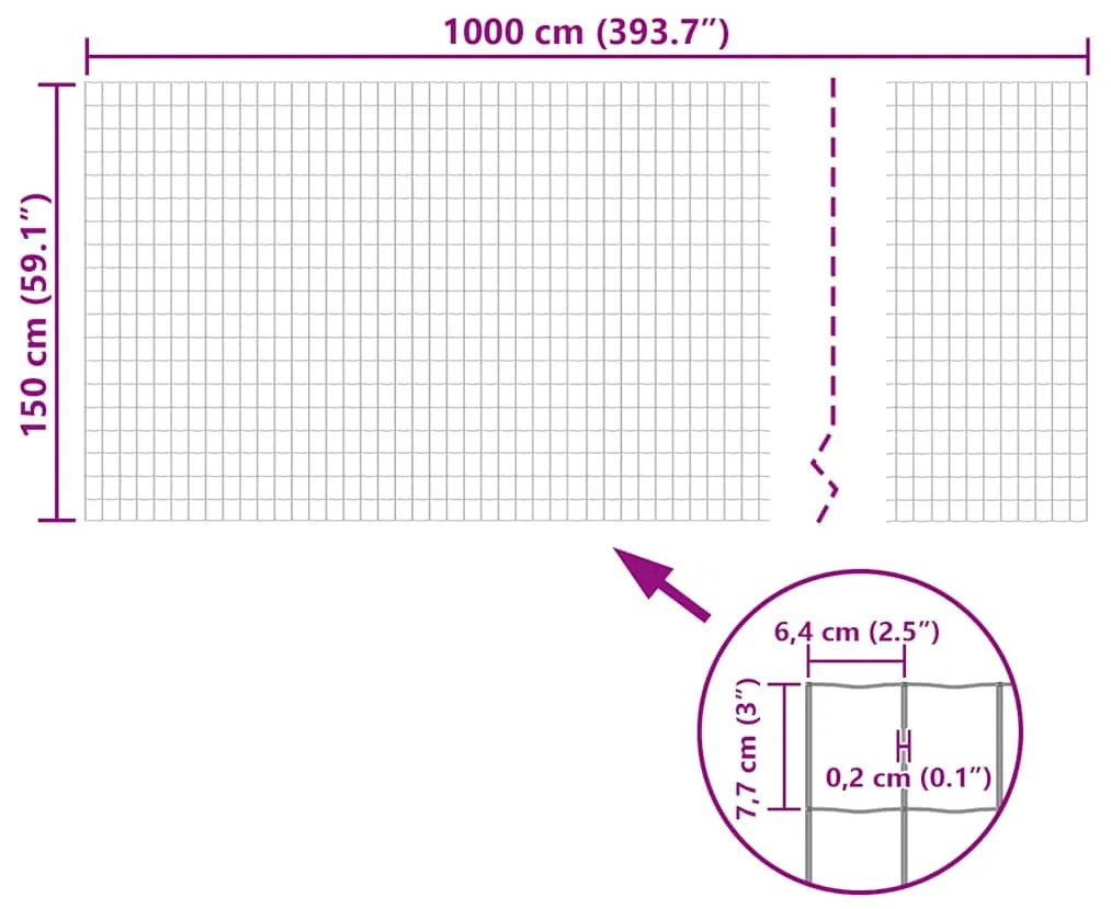 vidaXL Marketos Euro plot ocel 10 x 1,5 m šedý