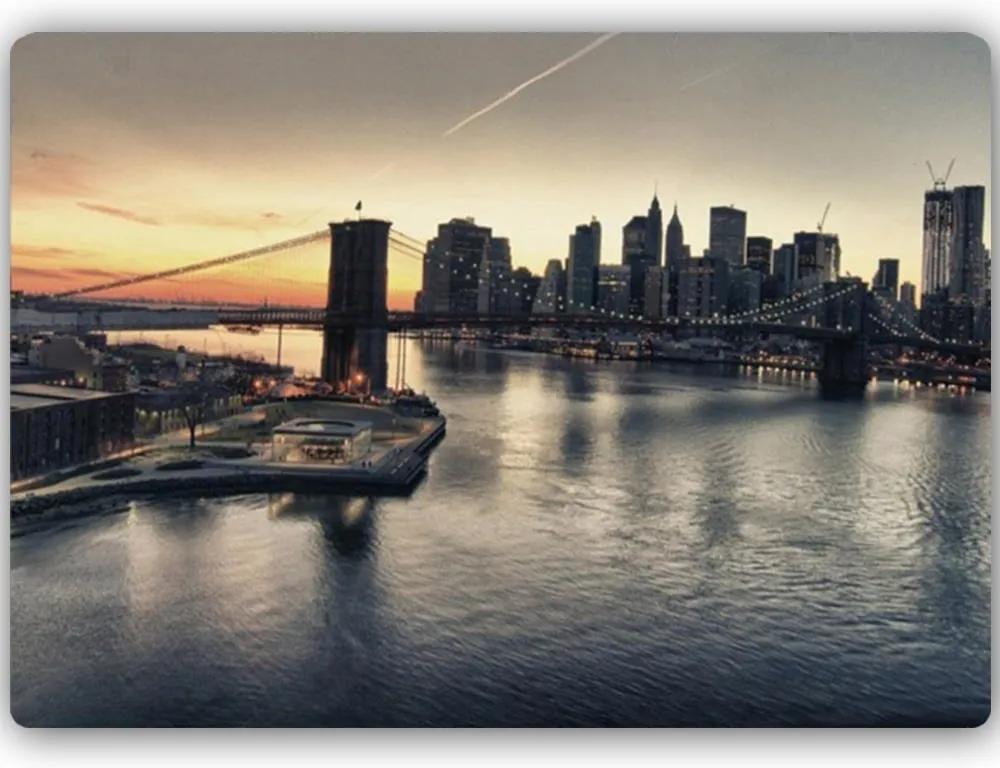 CARO Kovový obraz - Brooklyn Bridge In New York 60x40 cm