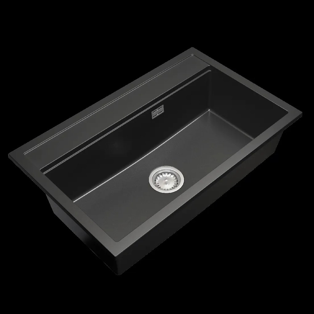 Gamma Advance, 1-komorový granitový dřez 805x505x210 mm, černá, GMA-ZLE000120