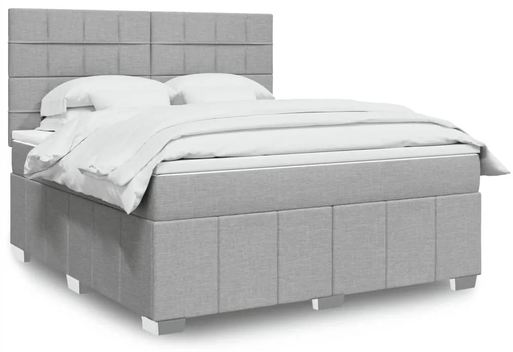 Box spring postel s matrací světle šedá 180 x 200 cm textil 3291747