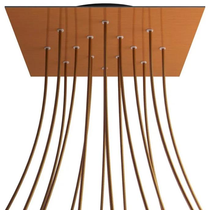 creative cables Čtvercový stropní baldachýn ROSE ONE, 400 mm, 14 otvorů a 4 boční otvory Barva komponentu: Světle zelená, Barva montury: Černá