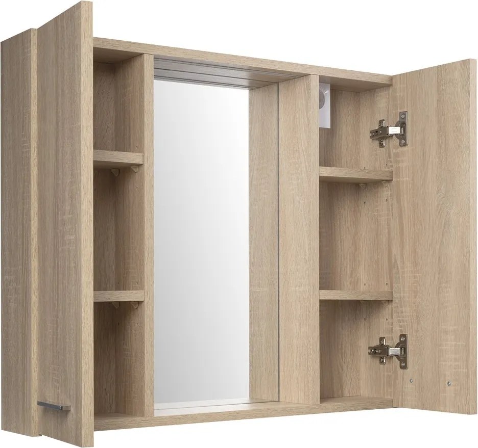 Aqualine Aqualine, ZOJA/KERAMIA FRESH STRIP galerka s LED osvětlením, 70x60x14cm, dub platin, 45029S