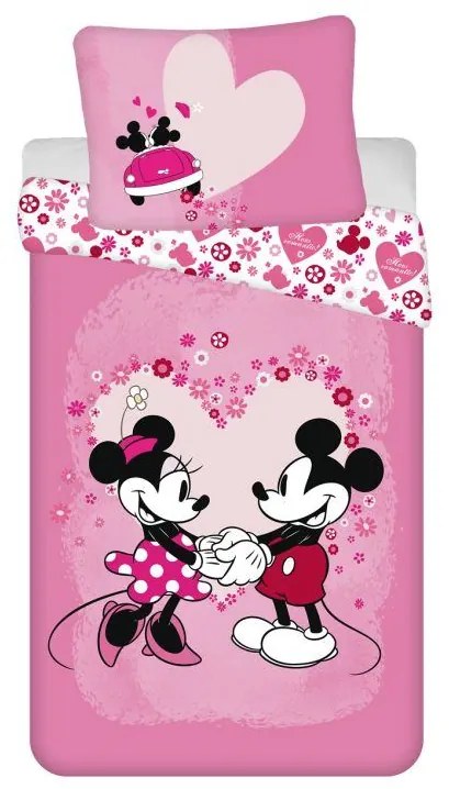 JERRY FABRICS Povlečení Mickey a Minnie Love micro Polyester - mikrovlákno, 140/200, 70/90 cm