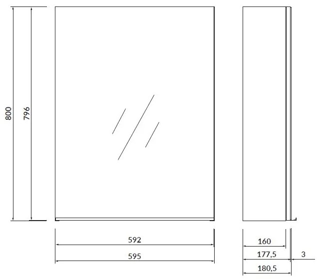 Cersanit - VIRGO zrcadlová závěsná skříňka 60cm, šedá-černá, S522-016