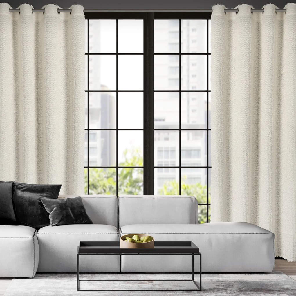 ZÁVĚS NA KROUŽCÍCH TIFFANY 135X250 CM KRÉMOVÁ