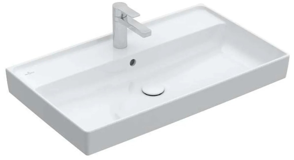 Villeroy & Boch Collaro - Umyvadlo nábytkové 80x47 cm, s přepadem, otvor pro baterii, CeramicPlus, alpská bílá 4A338GR1