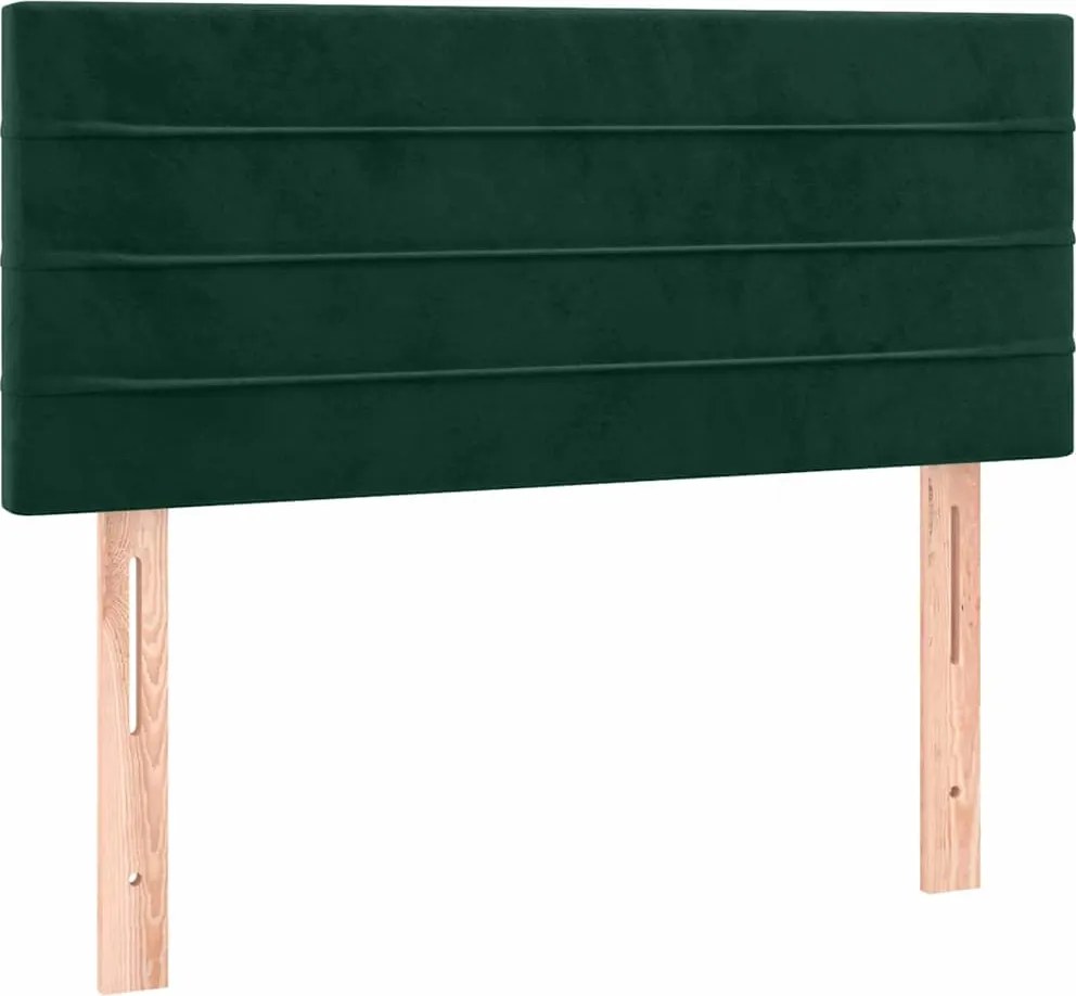 Čelo postele s LED tmavě zelené 80 x 5 x 78/88 cm samet 3121785
