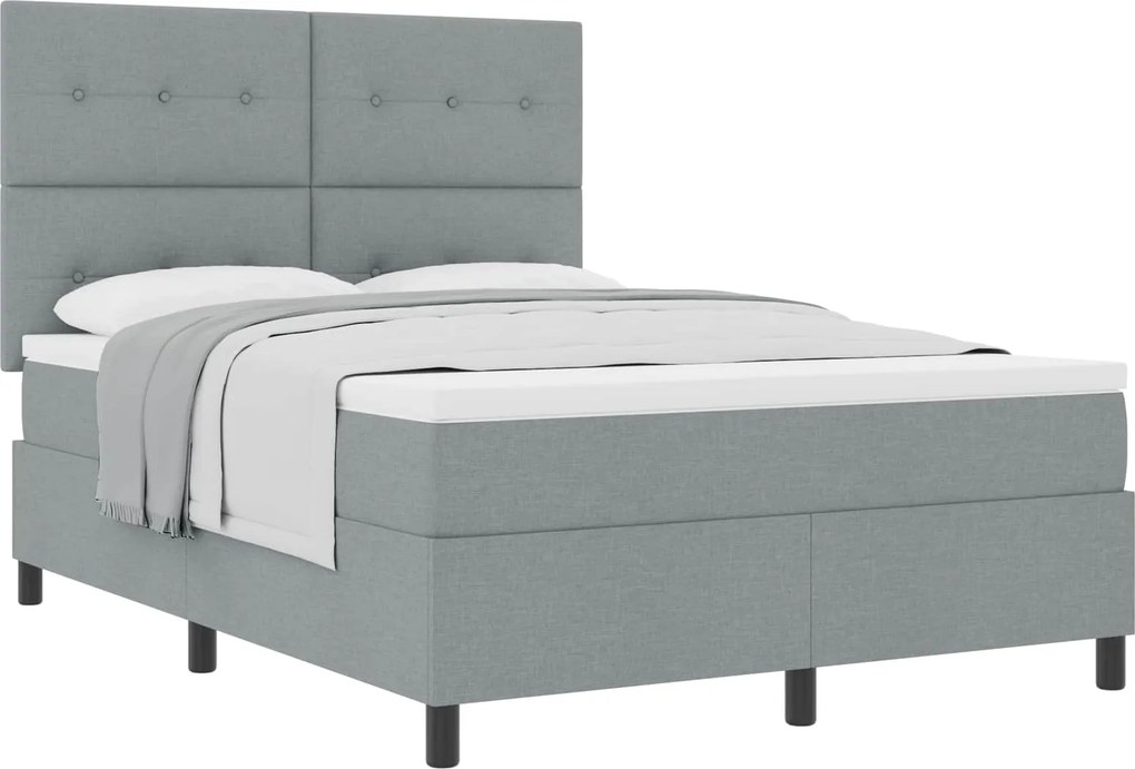 Postel s boxspringem s čelo Světle šedá 140 x 200 cm textil 3339392