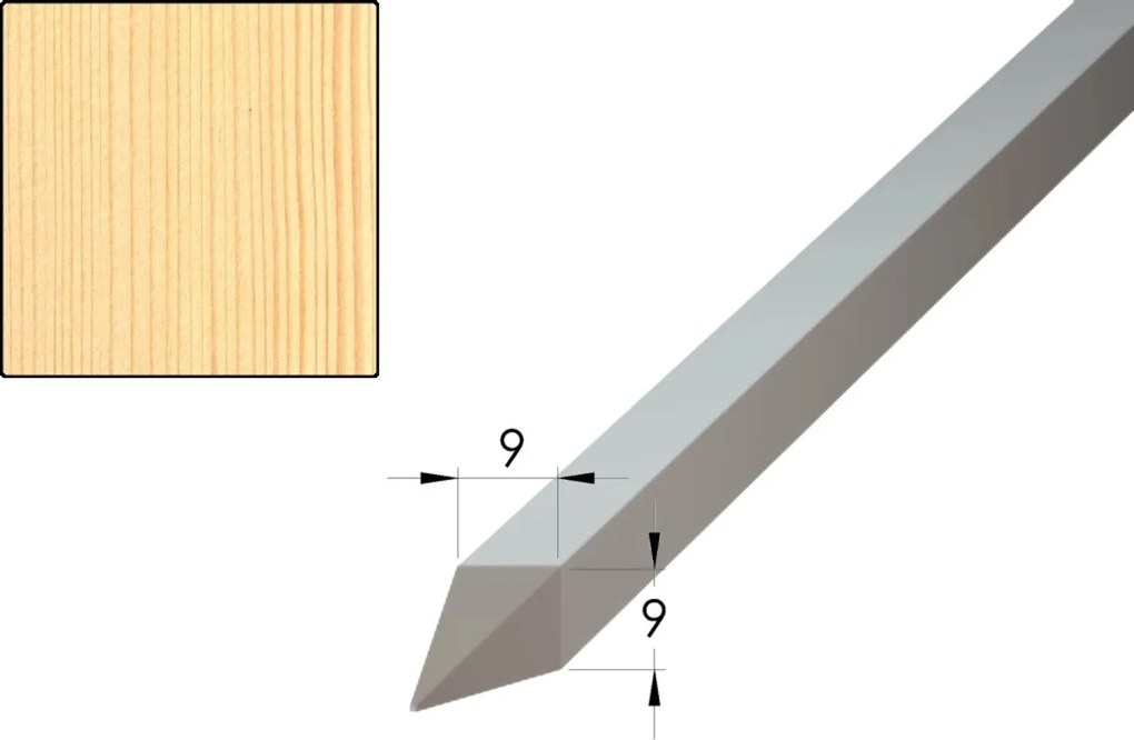 Spálenský Rožeň na grilování ryb, dřevina smrk, 700 x 9 x 9 mm