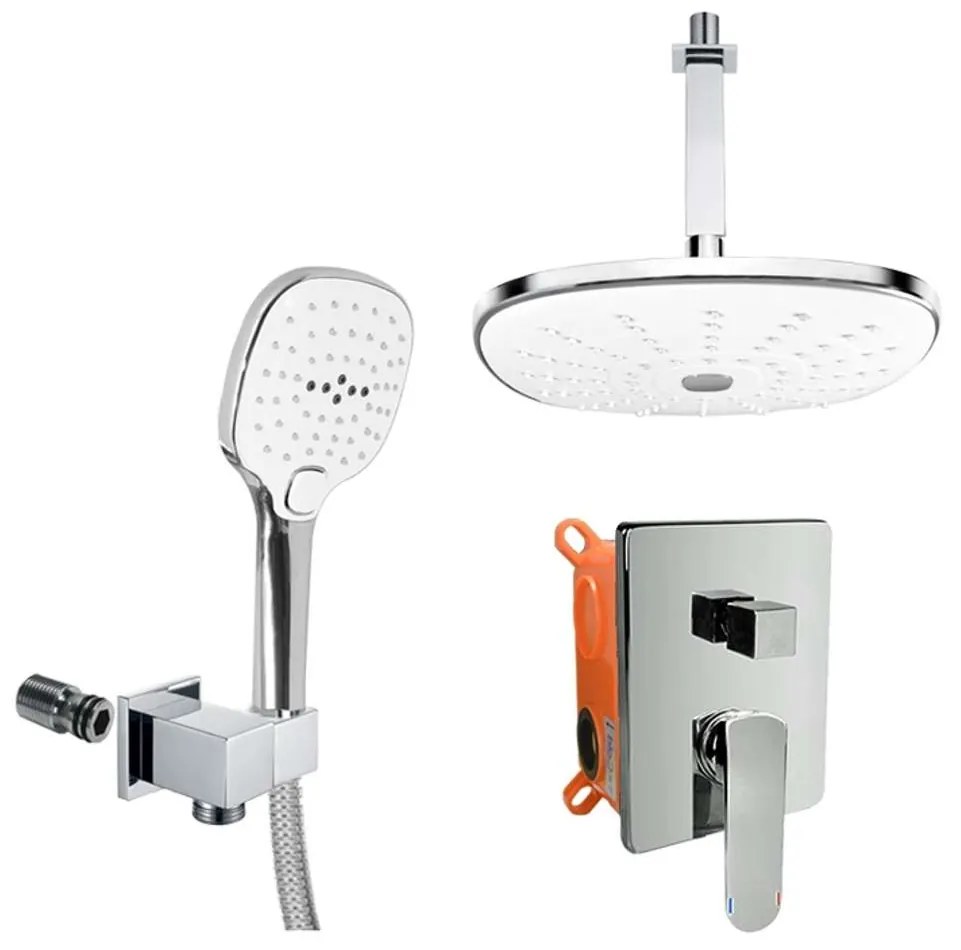 Mereo - Sprchový set s baterií pod omítku, s tělesem, 24x24 cm, 3 proudy, chrom CB650SM2