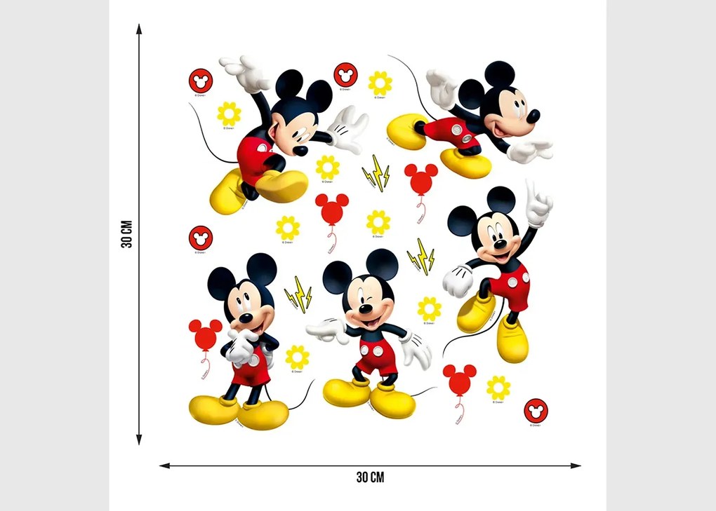 Dětská samolepka na zeď Mickey Mouse, Disney | 30 x 30 cm | DDKS 3802