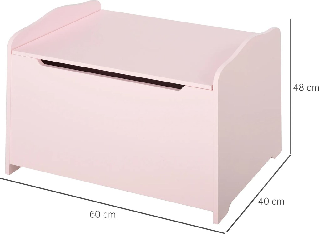 HOMCOM Dětské úložné boxy na hračky, rozměry 60L x 40W x 48H cm, s plynovým vzpěrem, MDF, růžová