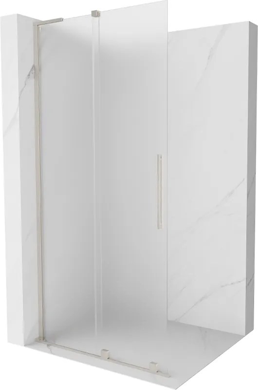 Mexen Velar L, posuvná sprchová zástěna Walk-in 100 x 200 cm, 8mm sklo námraza, broušená ocel, 871-100-003-33-97
