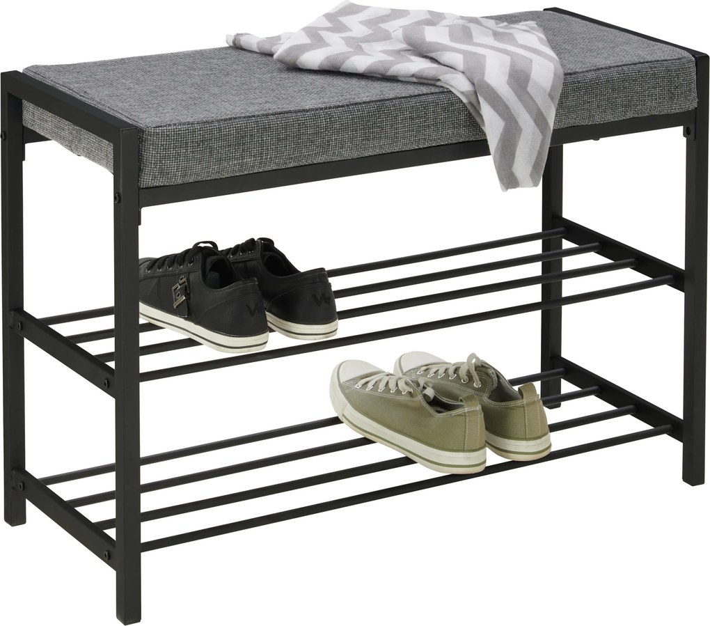 XXXLutz LAVICE S BOTNÍKEM, černá, tmavě šedá, 80/52/30 cm Carryhome - Regály na boty - 002540003902