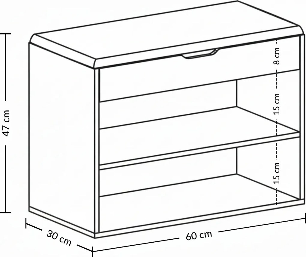 Botník černý se sedákem LEVA, 60 x 30 x 47 cm
