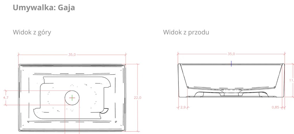Comad Keramické umyvadlo na desku UN-GAJA35-SW, bílá