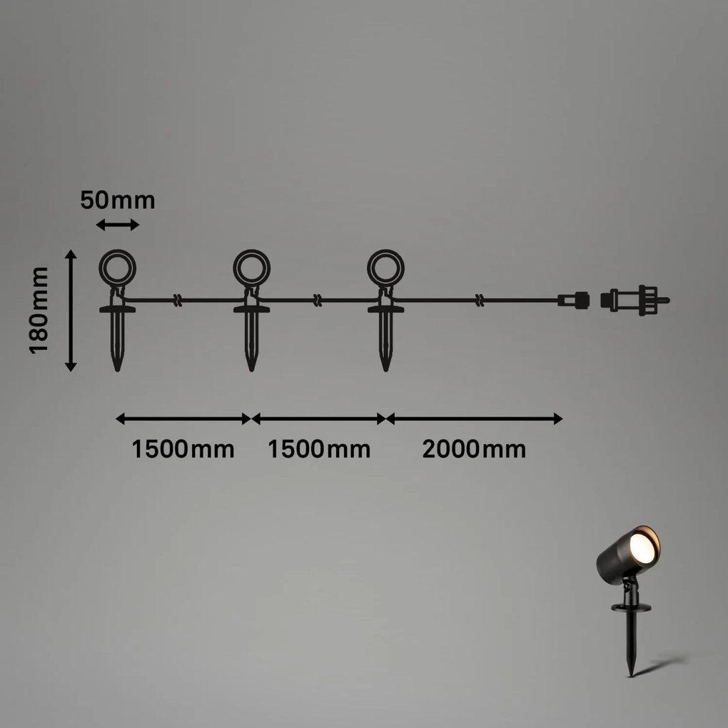 BRILO 3799035 LED zahradní bodové svítidlo, zápich, ochrana proti stříkající vodě, nastavitelné - BRILO