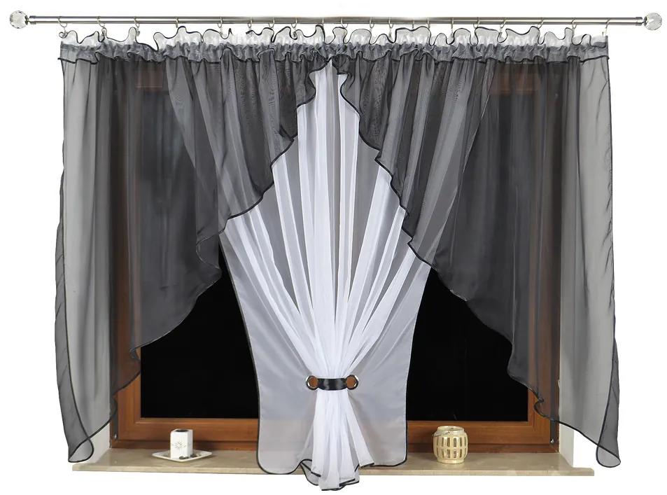 F.Tvoje  Hotová voálová záclona se dvěma úkosy Nora 150x400cm Barva: černá, Rozměr: 400x150cm