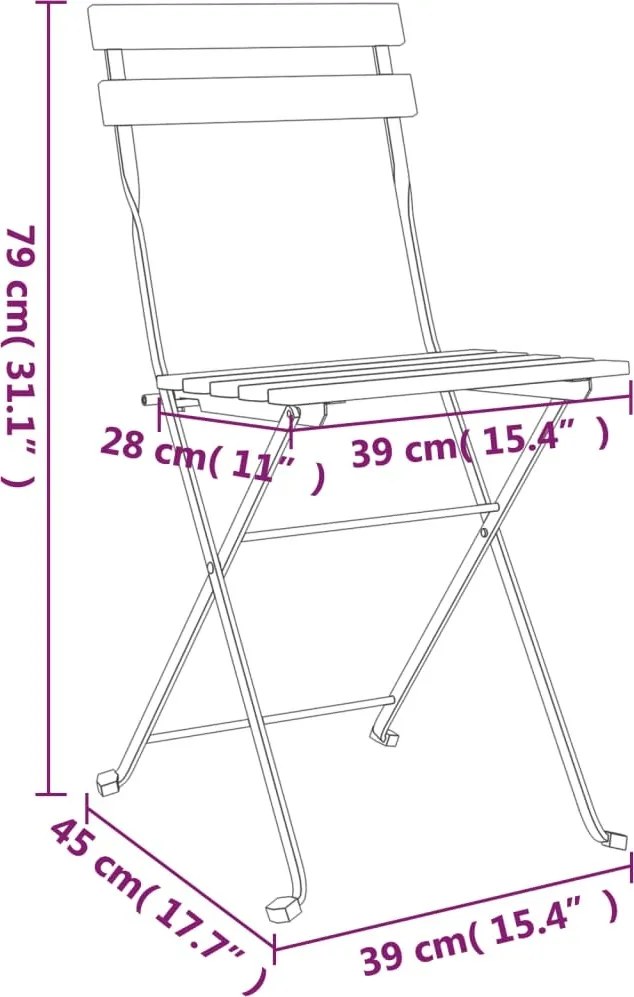 vidaXL 3dílný skládací bistro set masivní akáciové dřevo [319972] Barva: Černá