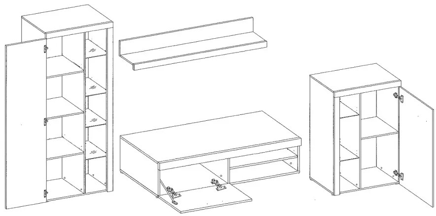 Obývací stěna PUERTO old style/matera