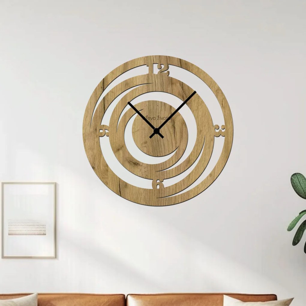 dřevo života Dřevěné hodiny TWIST Zvolte barvu dekoru: Dub zlatý, Velikost hodin: 40x40, Barva ručiček: Černé