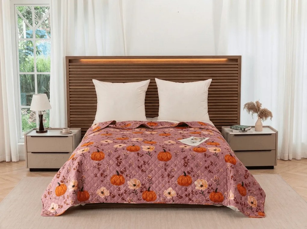 Přehoz na postel PUMPKINS ROSAVIE, starorůžový Rozměr: 220 x 240 cm